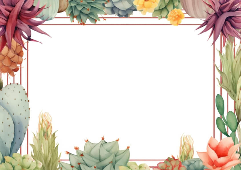 Download Colorful Succulents and Cactus Frame Backgrounds Online ...