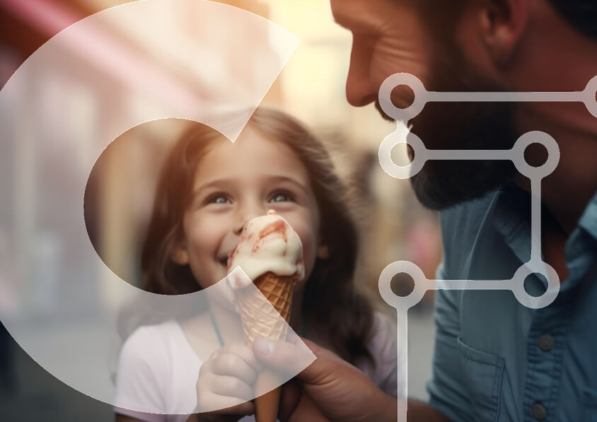 Father and Daughter Moment with Ice Cream stock photo | Creative Fabrica