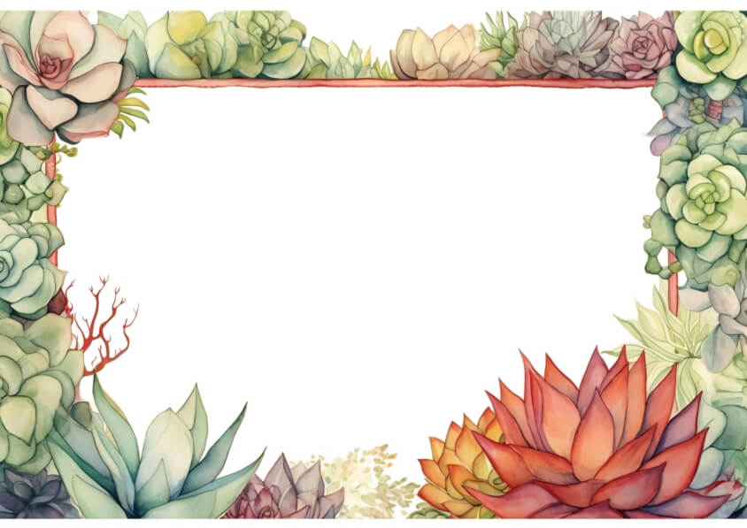 Download Watercolor Frame with Succulent Plants and Flowers Backgrounds ...