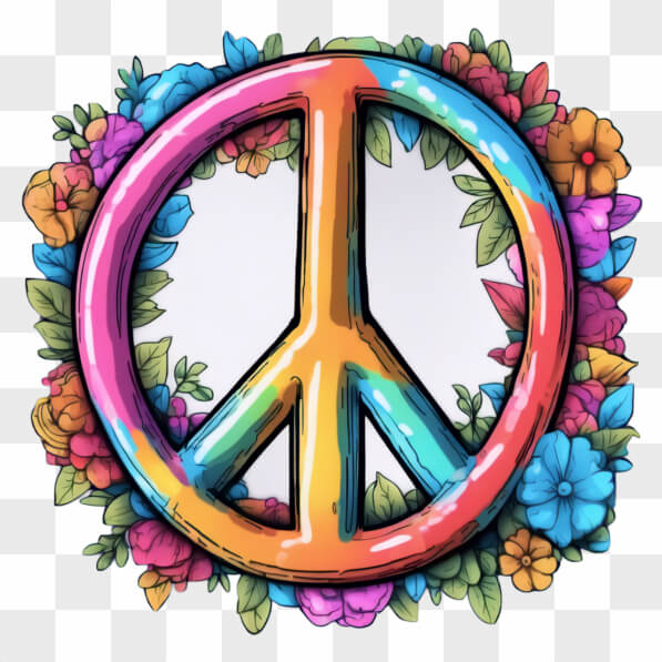 Download Peace Sign Surrounded by Colorful Flowers Cartoons Online ...