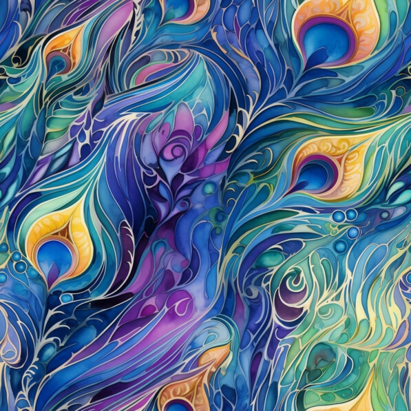 Download Colorful Abstract Painting of Peacock Feathers Patterns Online ...