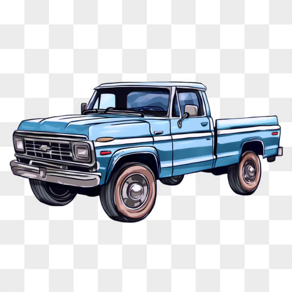 Download Vintage Blue Ford Pickup Truck Illustration Cartoons Online ...