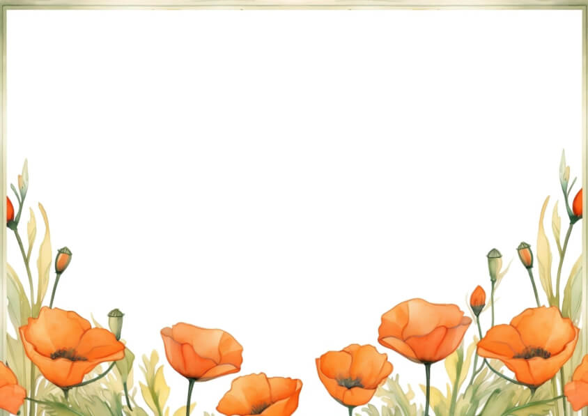 Download Watercolor Frame with Orange Poppies Backgrounds Online ...