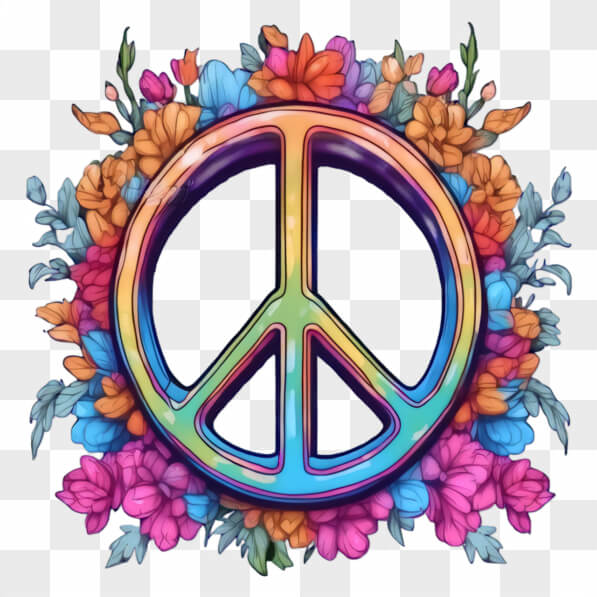 Download Peace Sign Surrounded by Colorful Flowers Cartoons Online ...