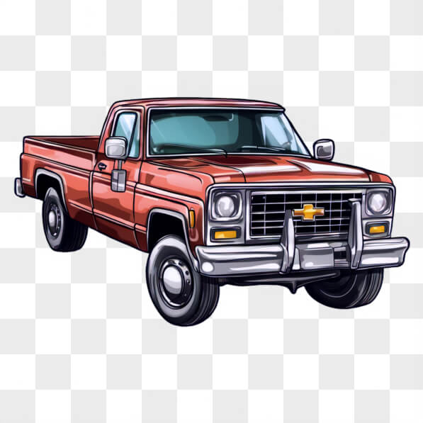 Download Vintage Red Pickup Truck Cartoons Online - Creative Fabrica