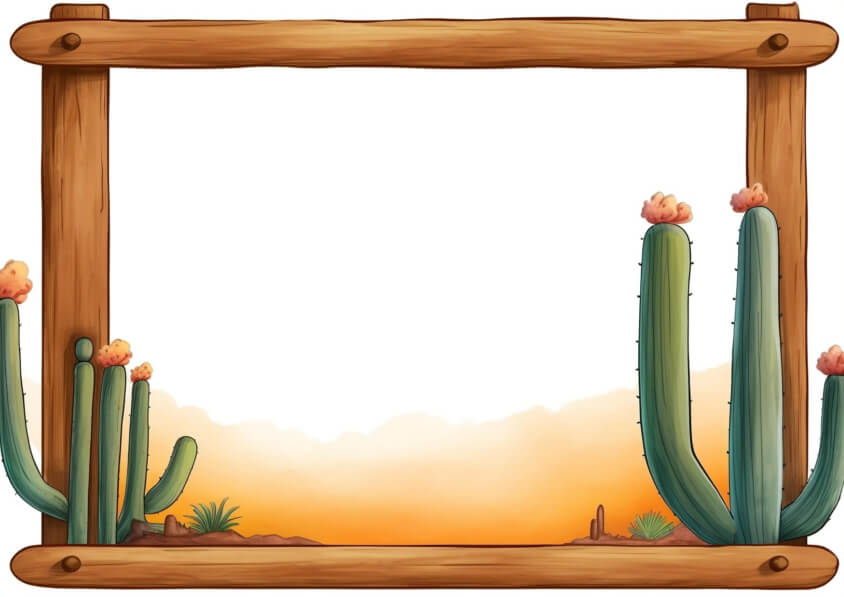 Download Wooden Frame with Cactus Plants in the Desert Backgrounds ...