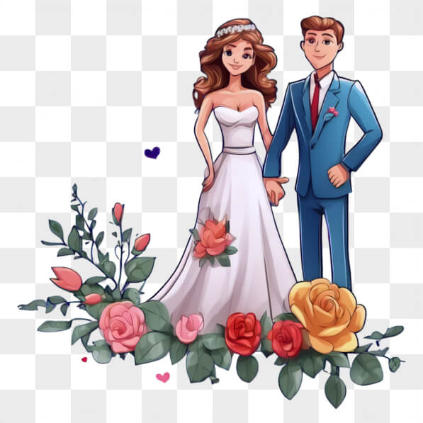 Download Cartoon Bride and Groom with Roses Cartoons Online - Creative ...