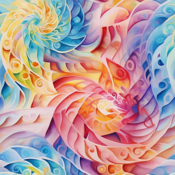 Download Colorful Abstract Painting with Swirls and Spirals Patterns ...