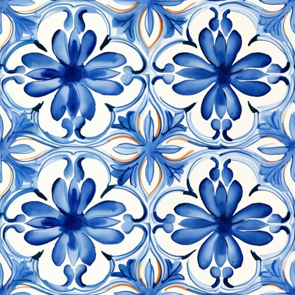 Download Blue and White Floral Tile Decoration Patterns Online ...