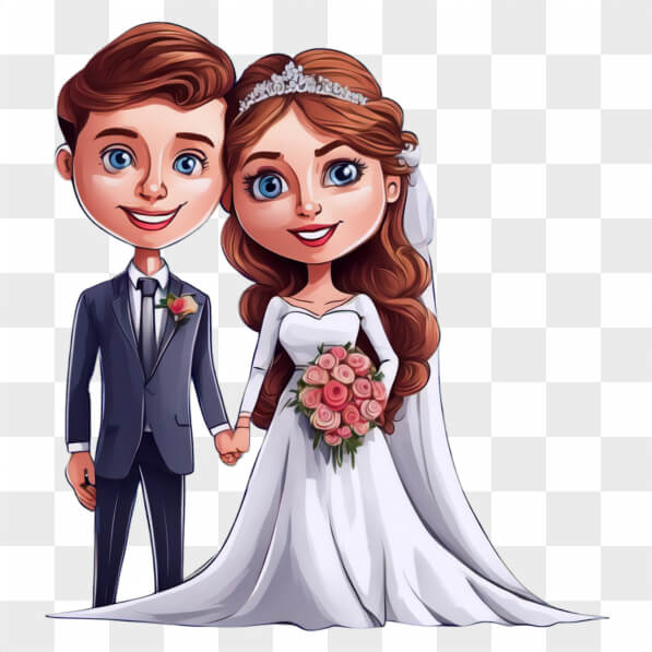 Download Cartoon Bride and Groom in Wedding Attire Cartoons Online ...