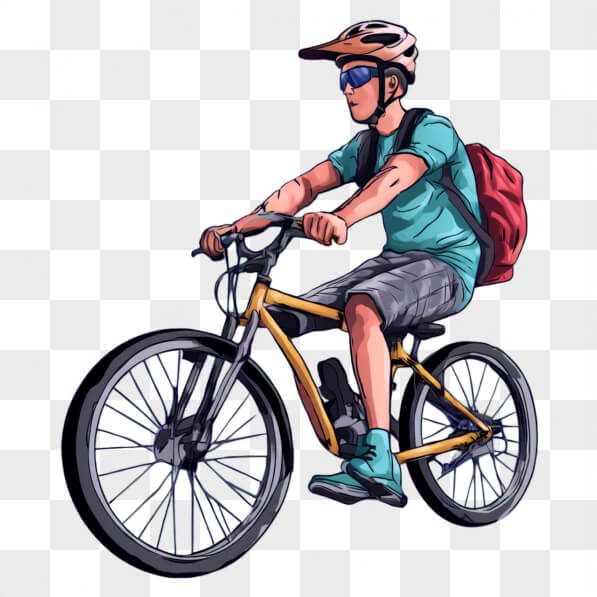 Download Young Man Riding Yellow Bicycle Cartoons Online - Creative Fabrica