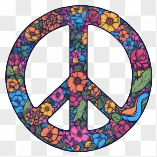Download Colorful Peace Sign and Flowers Cartoons Online - Creative Fabrica