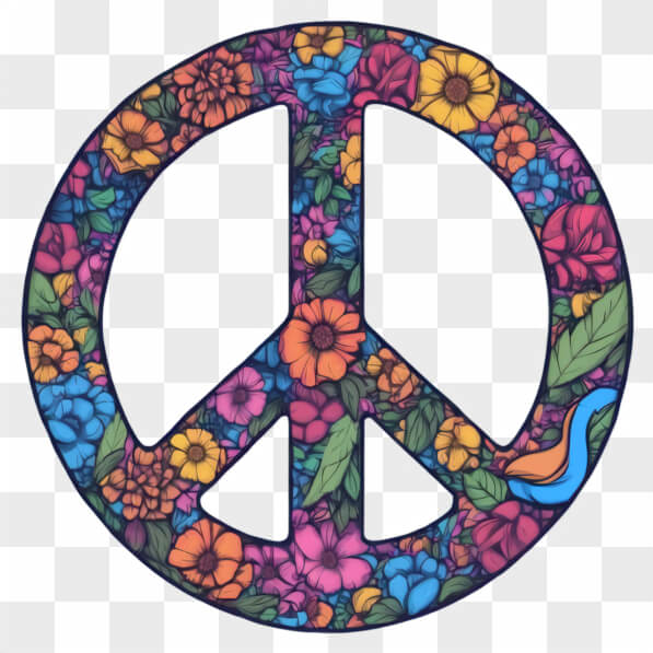 Download Colorful Peace Sign with Flowers and Birds Cartoons Online ...