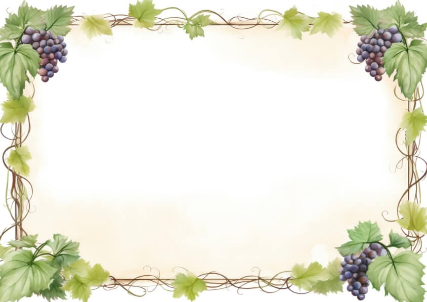 Download Vintage Wine-Themed Frame with Grapes and Leaves Backgrounds ...