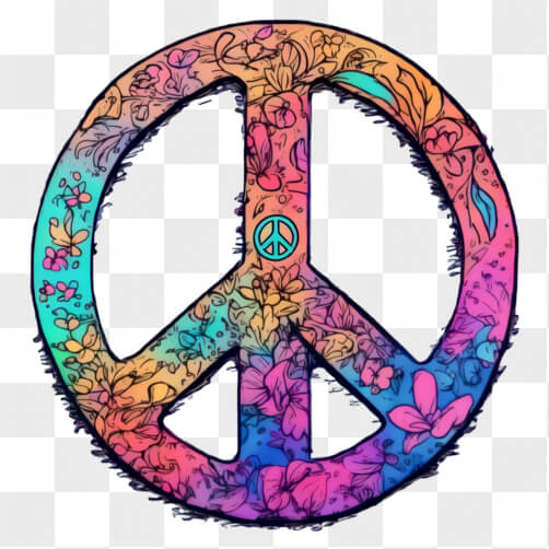 Download Colorful Peace Sign and Flowers Cartoons Online - Creative Fabrica