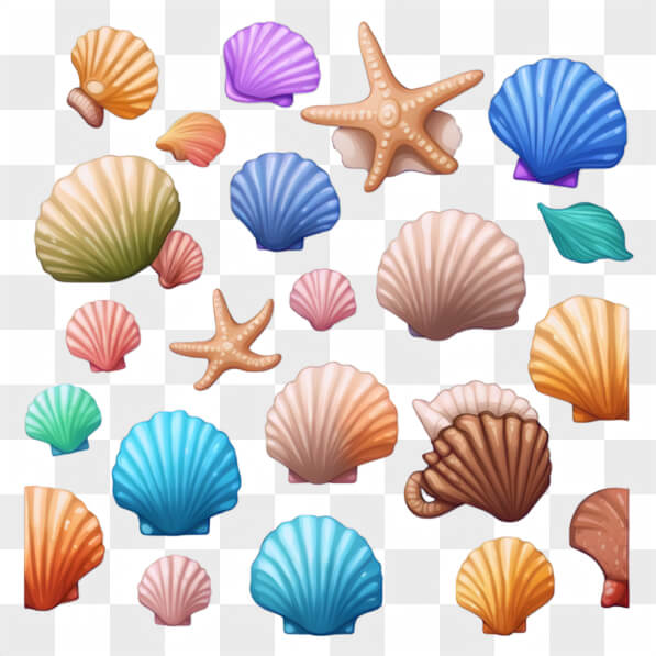 Download Seashells and Starfish on a Black Background Cartoons Online ...