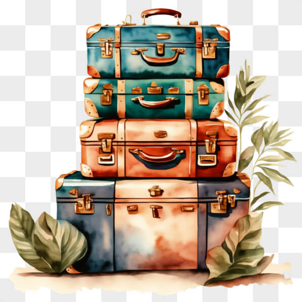 Download Colorful Stack of Suitcases PNGs Online - Creative Fabrica