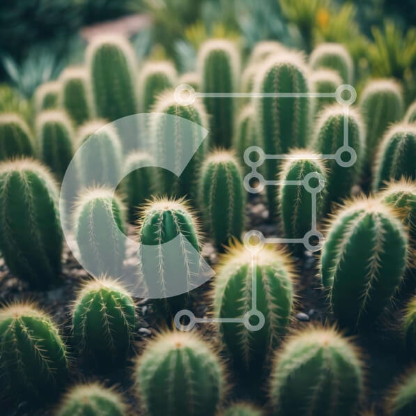 Group of Cactus Plants in Enclosed Space stock photo | Creative Fabrica