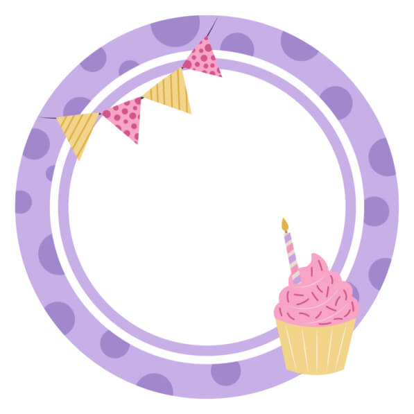 Download Playful Purple Frame with Cupcake, Bunny, and Balloons Frames ...