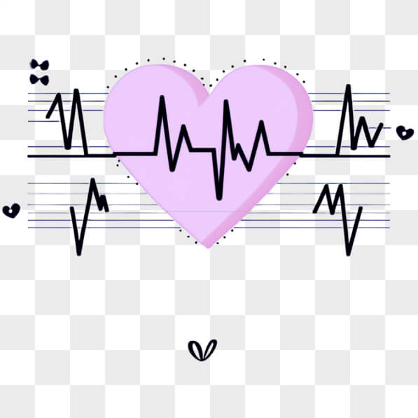 Download Pink Heart with ECG Line and Music Notes PNGs Online ...