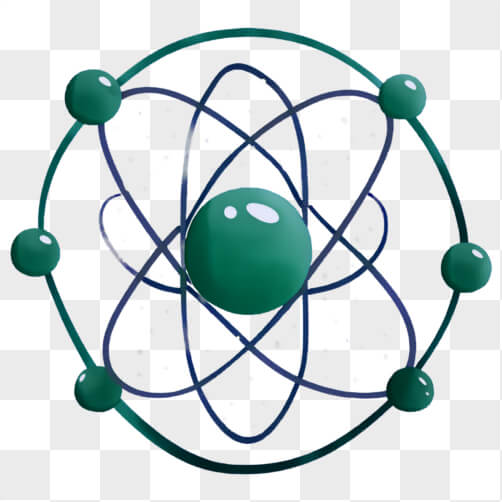 Download Green Atom Symbol with Blue Circles PNGs Online - Creative Fabrica
