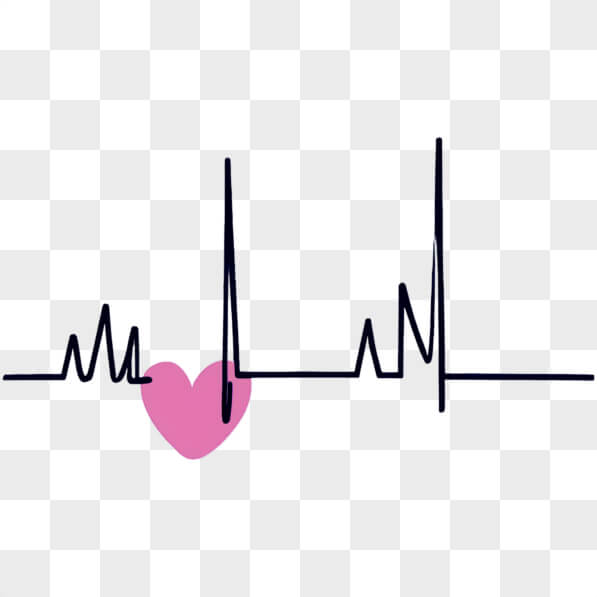 Download Heartbeat Monitoring with Pink Heart and ECG Line PNGs Online ...