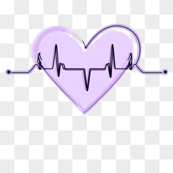 Download Purple Heart with ECG Line PNGs Online - Creative Fabrica