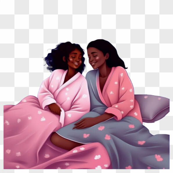 Download Two Black Women Hugging on Bed PNGs Online - Creative Fabrica