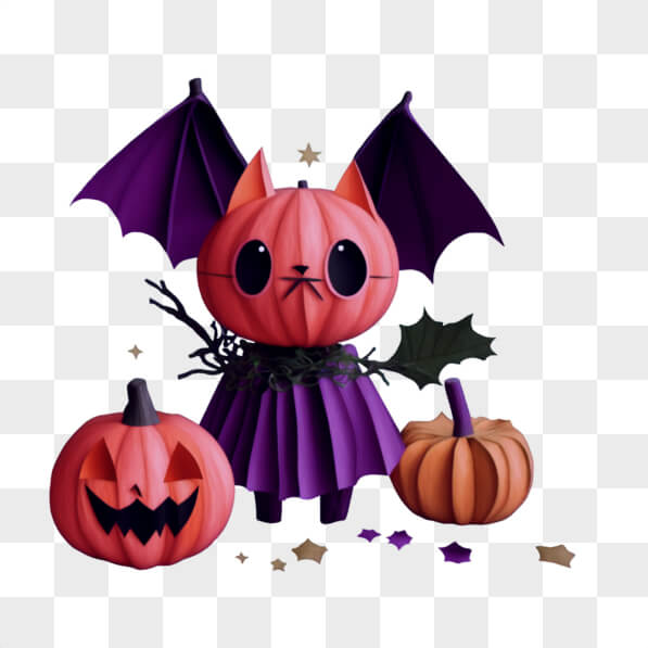 Download Halloween Papercraft Cat and Pumpkins PNGs Online - Creative ...
