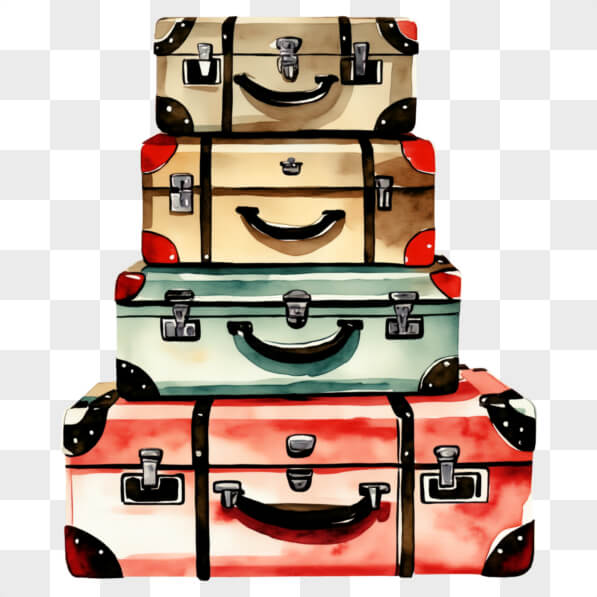 Download Colorful Stack of Suitcases and Luggage PNGs Online - Creative ...
