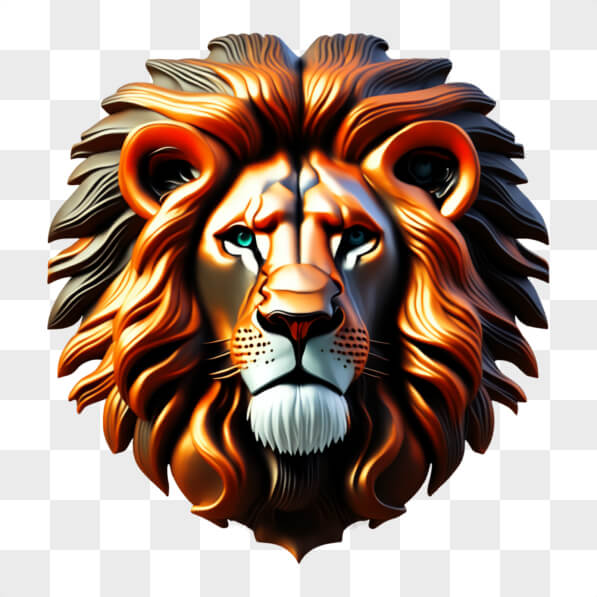 Descarga Representación en 3D de la cabeza de un león naranja PNGs En ...