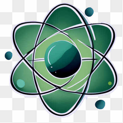 Download Green Atom Symbol with Blue Balls PNGs Online - Creative Fabrica