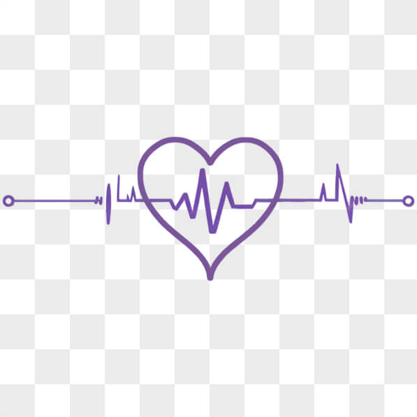 Download Purple Heart with ECG Line PNGs Online - Creative Fabrica