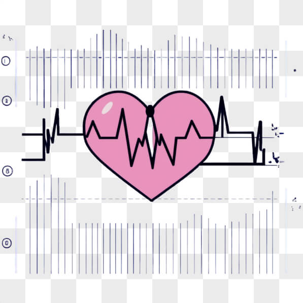 Download Pink Heart with ECG Line PNGs Online - Creative Fabrica
