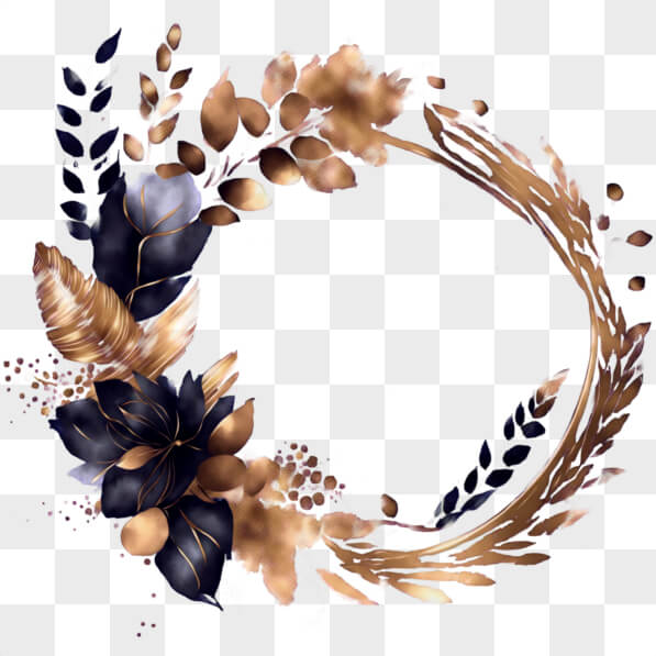 Download Elegant Gold and Black Wreath PNGs Online - Creative Fabrica