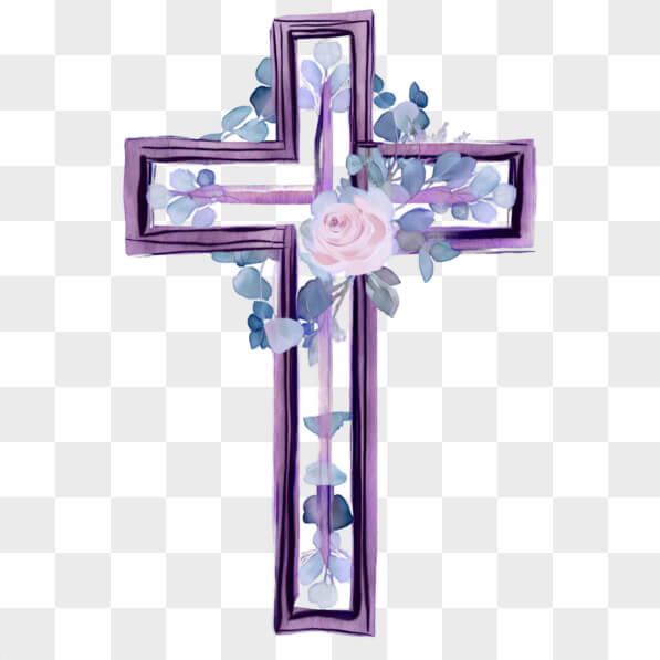 Baixe Cruz Roxa Decorada com Rosas e Flores PNGs - Creative Fabrica