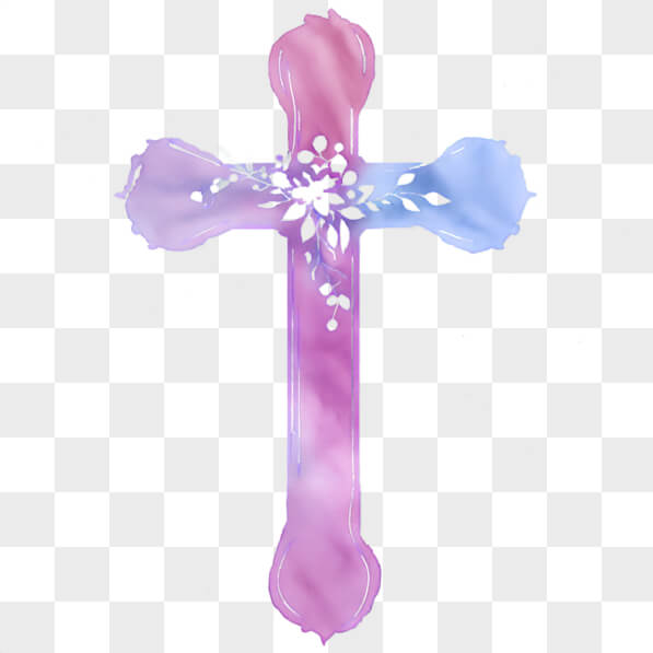 Download Purple and Blue Cross with Flowers PNGs Online - Creative Fabrica