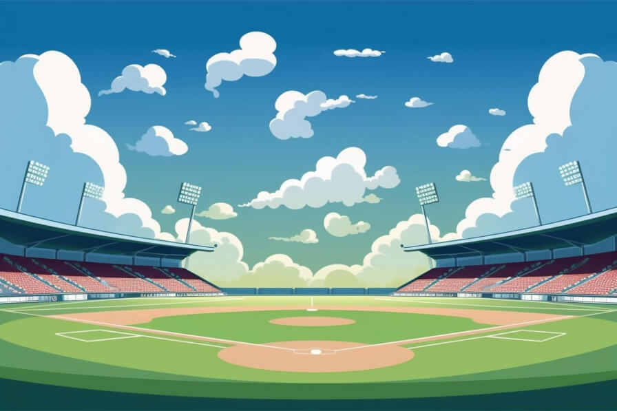 Download Cartoon Baseball Stadium with Empty Field and Clouds ...