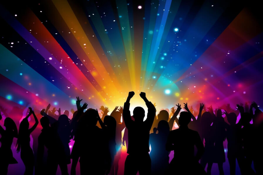 Download Group of People Dancing at an Event with Colorful Lights ...