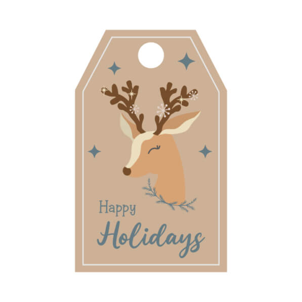 Download Happy Holidays Deer Gift Tag Quotes Online - Creative Fabrica
