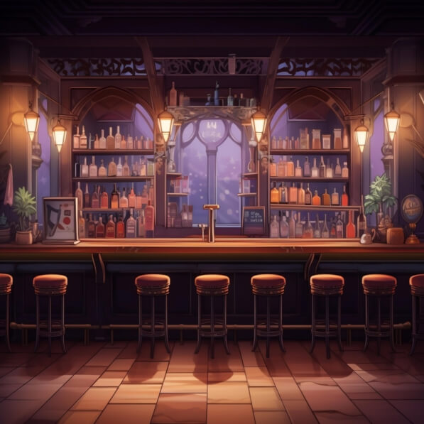 Download Bar with Stools and Bottles Backgrounds Online - Creative Fabrica