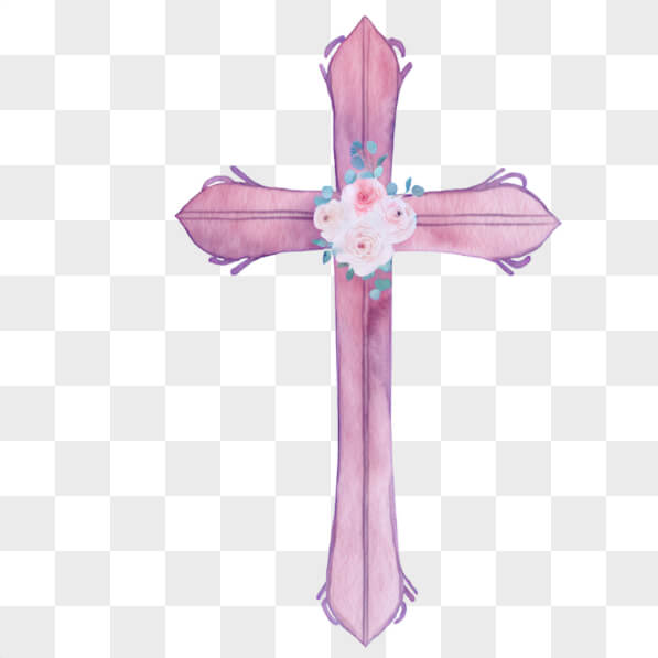 Download Pink Cross with Flowers PNGs Online - Creative Fabrica