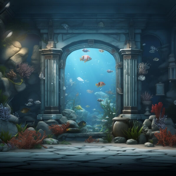 Download Fantasy Underwater Scene with Aquarium, Fish, and Corals ...
