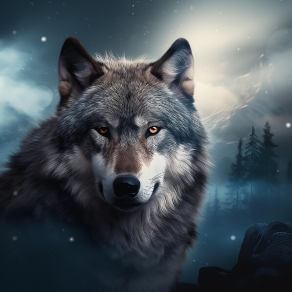 Download Gray Wolf in Outdoor Night Scene Backgrounds Online - Creative ...
