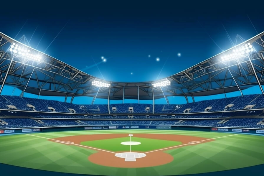 Descarga Estadio de Béisbol Vacío por la Noche con Campo de Juego y ...