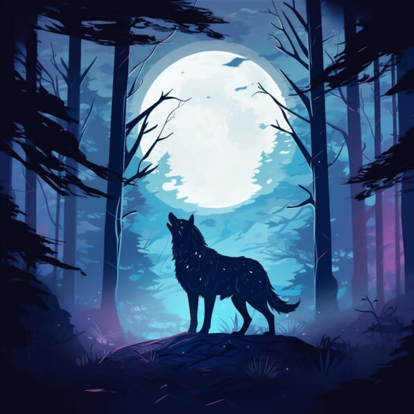Download Wolf Howling in Forest at Night Backgrounds Online - Creative ...