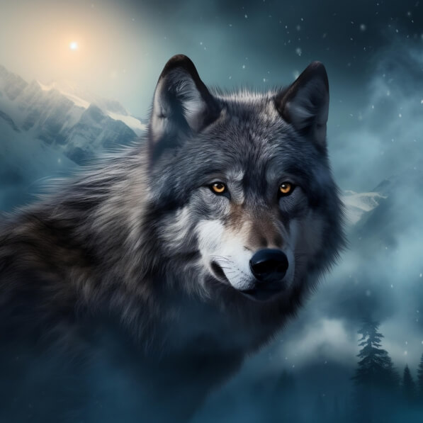 Download Gray Wolf in Snowy Landscape Backgrounds Online - Creative Fabrica