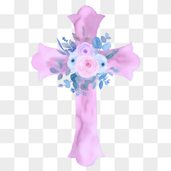 Descarga Cruz Rosa con Flores Azules y Blancas PNGs En Línea - Creative ...