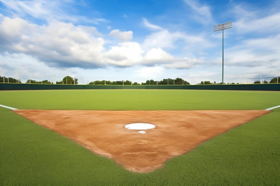 Download Empty Baseball Field with Signs and Blue Sky Backgrounds ...