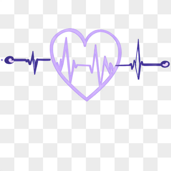 Download Purple Heart with ECG Line PNGs Online - Creative Fabrica